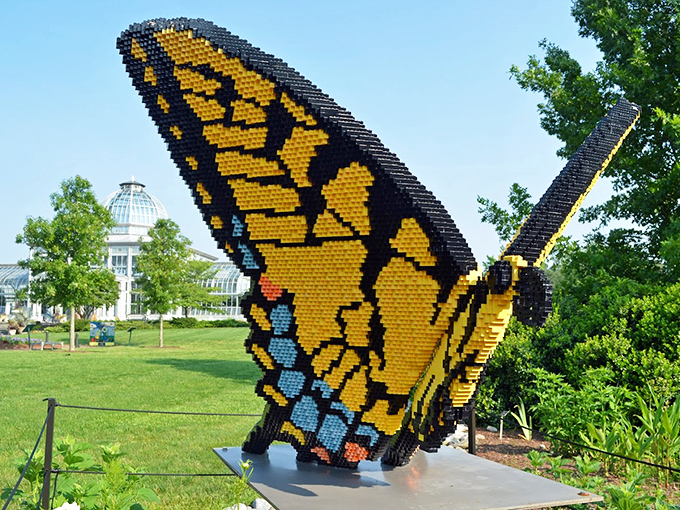 This isn't your childhood LEGO creation&mdash;a stunning butterfly sculpture takes flight, proving gardens can surprise you at every turn.