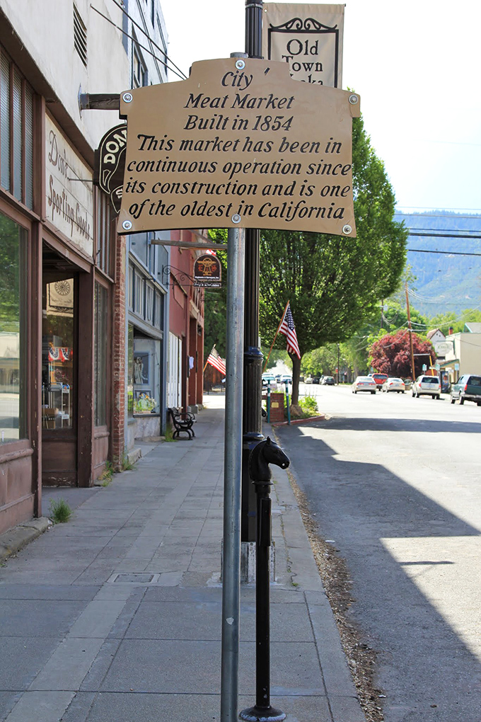 "Built in 1854" &ndash; the historic City Meat Market sign reminds us that some businesses have staying power measured in centuries, not quarters.