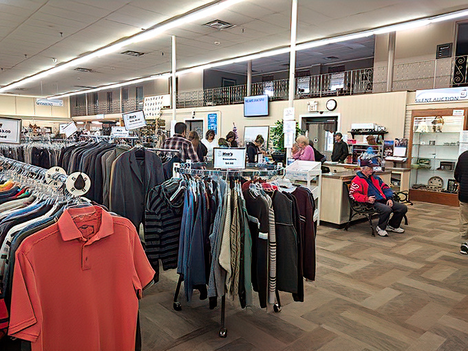 The checkout area bustles with anticipation—where thrifting victories are tallied and shoppers mentally plan where their newfound treasures will live.
