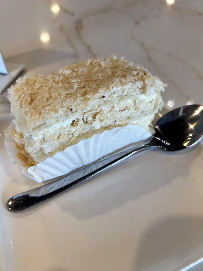 This Napoleon pastry isn't just dessert&mdash;it's architecture. Delicate layers stacked with precision that would make any French pastry chef give a respectful nod.