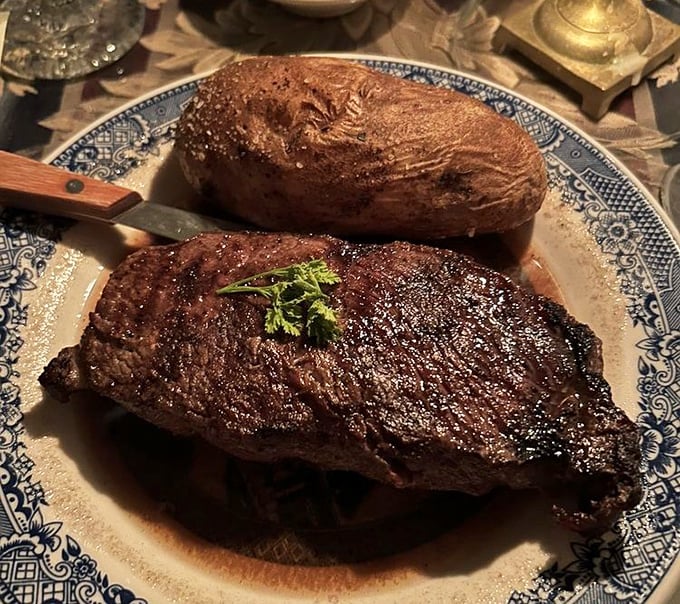 This New York Strip steak isn't just dinner &ndash; it's a masterclass in the art of perfect char, with a baked potato companion that's dressed for the occasion. 