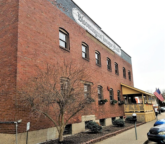 Even in winter, the Bloomington Antique Mall's classic brick exterior promises warmth inside &ndash; both from the heating system and the thrill of discovery.