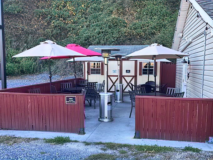 The outdoor seating area offers a breath of fresh Pennsylvania air with your meal&mdash;nature's perfect digestif after a hearty feast.