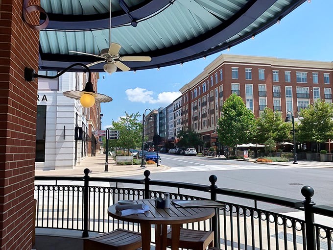 The view from your patio table &ndash; urban convenience meets relaxed dining in a setting that makes everyday feel like vacation.