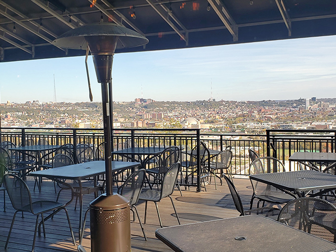 Fresh air, comfortable seating, and Cincinnati stretching out before you &ndash; outdoor dining doesn't get much better.