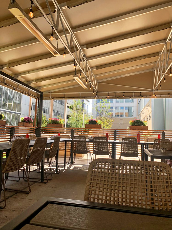 The patio: where vitamin D meets vitamin Delicious. These woven chairs have witnessed countless summer evenings of good food and better conversation