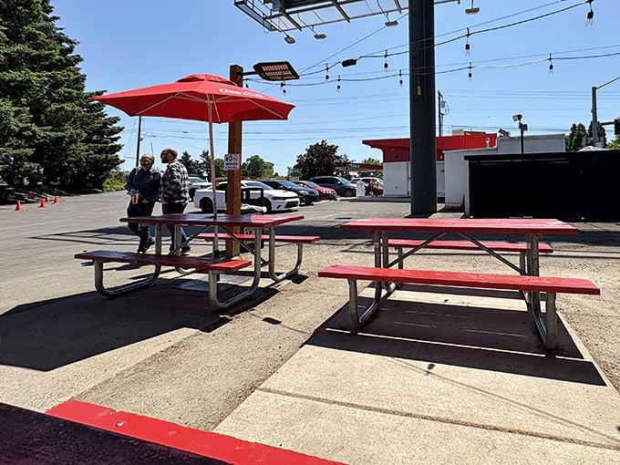 When Oregon sunshine meets red picnic tables, outdoor dining at Mike's becomes the summer blockbuster everyone wants tickets to.