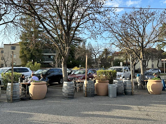 California dining in its natural habitat. The outdoor seating area offers fresh air to complement your fresh ingredients.