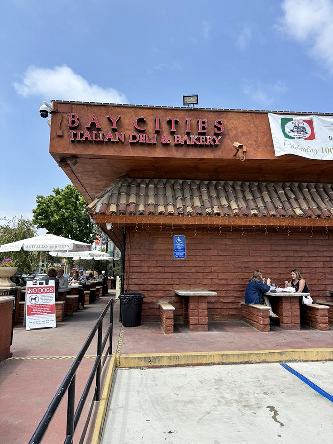 The outdoor seating area offers prime real estate for the main event: attempting to unhinge your jaw to accommodate your sandwich.