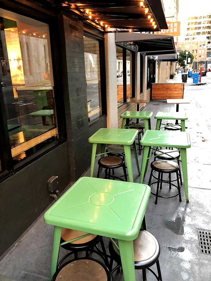 Those cheerful green outdoor tables say, "San Francisco weather be damned, we're optimists who believe in al fresco dining"&mdash;and sometimes, the fog actually cooperates.