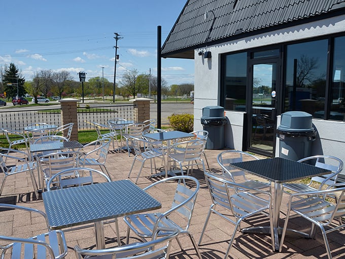 When Wisconsin weather cooperates, this patio becomes prime real estate for enjoying smoky treasures under blue skies &ndash; just bring your appetite and leave your pretensions at home.