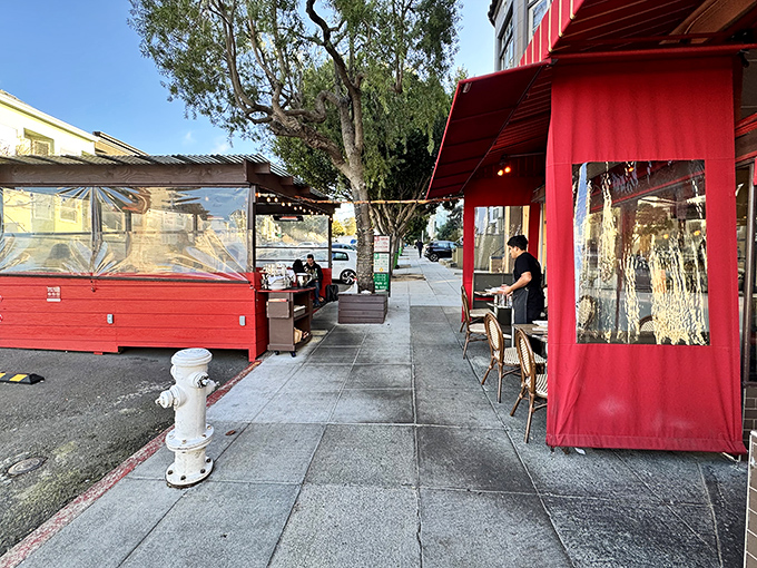 Outdoor seating that captures California's weather advantage&mdash;because croissants taste even better with a side of sunshine.