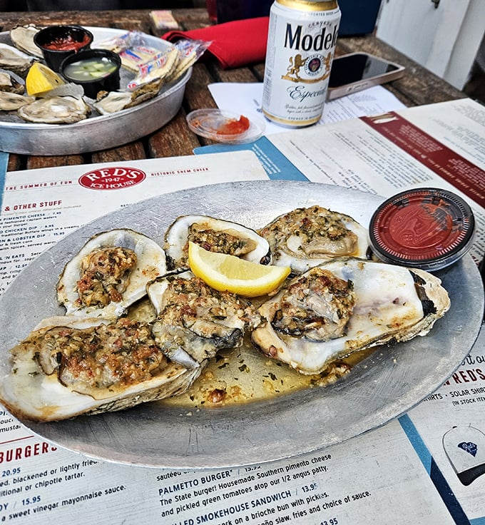 Baked oysters on the half shell&mdash;each one a little ocean jewel box containing treasures of garlic, butter, and coastal perfection.