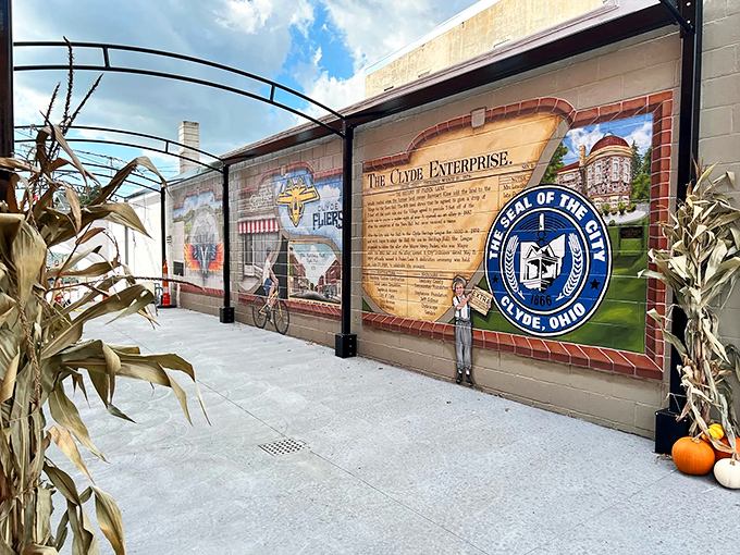 Clyde's civic pride shines through its public art, where colorful murals tell the town's story while creating unexpected moments of beauty in everyday spaces.