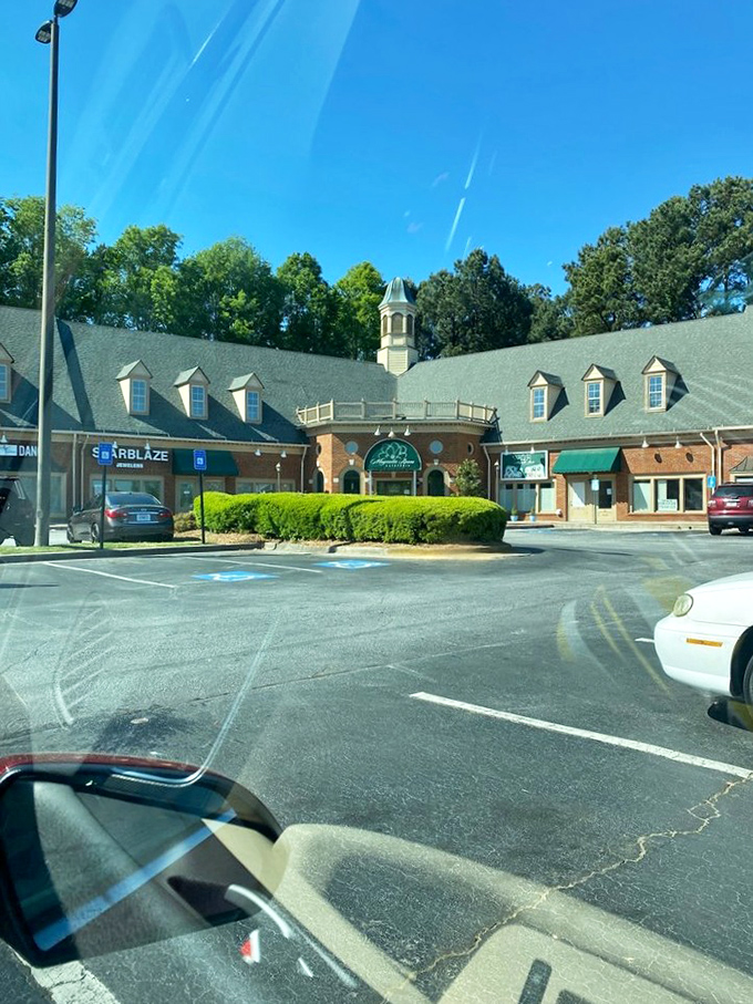 The charming exterior, viewed from the parking lot, shows the full scope of this Tucker treasure&mdash;a temple of Southern cuisine nestled among Georgia pines.