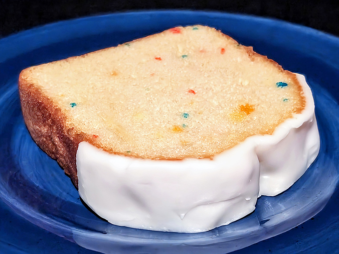 Confetti in cake form &ndash; this slice of party cake proves Mack's knows how to end a meal on a sweet, nostalgic note.