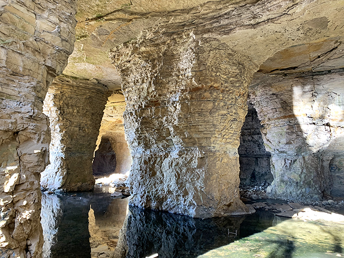 Underground caves reveal natural wonders that predate any human settlement in this region.