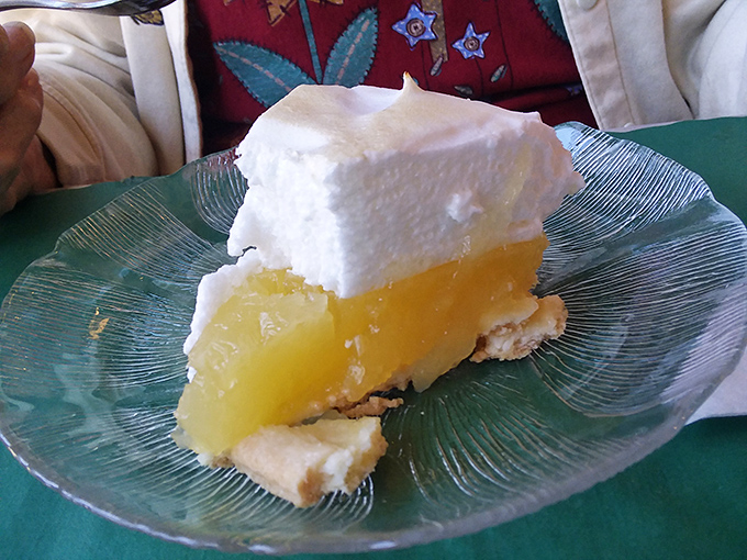 Lemon meringue pie with a cloud of white perfection floating atop sunshine-yellow filling—the kind of dessert that makes you consider starting with the last course first.