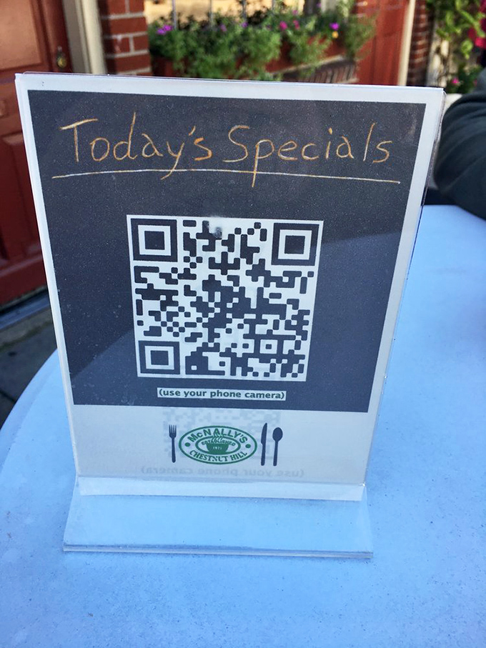 Modern convenience meets old-school charm as QR codes deliver today's specials straight to your smartphone with effortless ease.