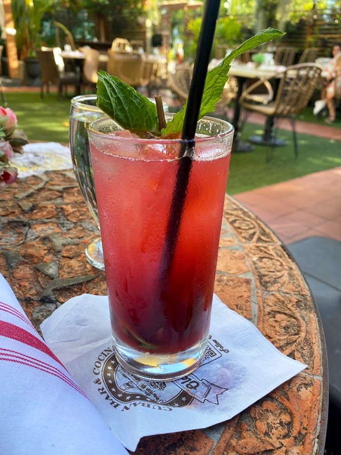 This isn't just a raspberry mojito—it's liquid Miami sunshine with mint leaves playing lifeguard to make sure you don't dive in too quickly.