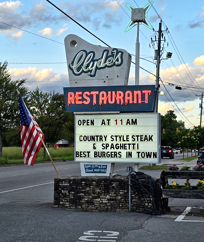 That vintage sign stands like a beacon of hope for hungry travelers. When you see "Best Burgers in Town," you know you've arrived.