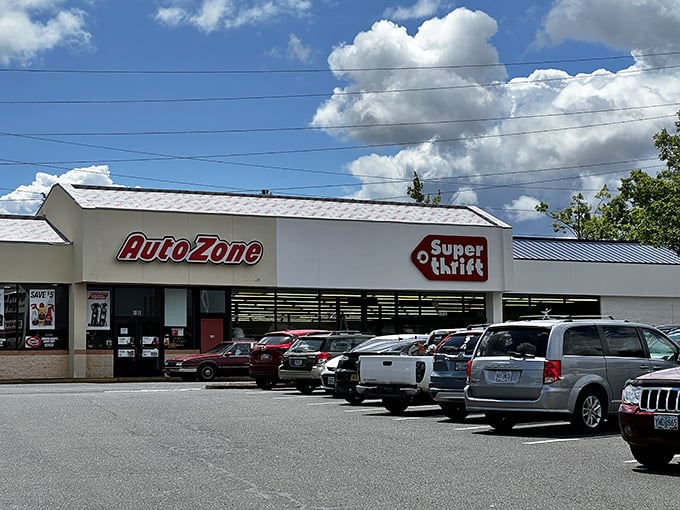 SuperThrift shares a strip mall with AutoZone, proving you can literally fix your car and furnish your home in one convenient stop.