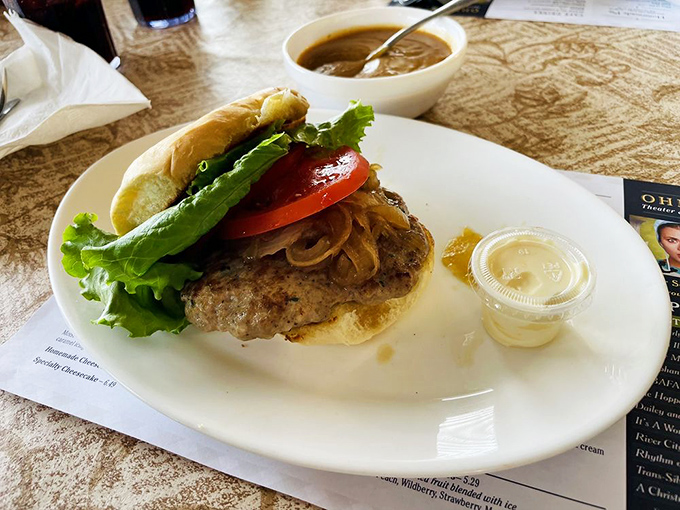 Hearty sausage sandwich that satisfies appetites and souls with equal measure and enthusiasm.