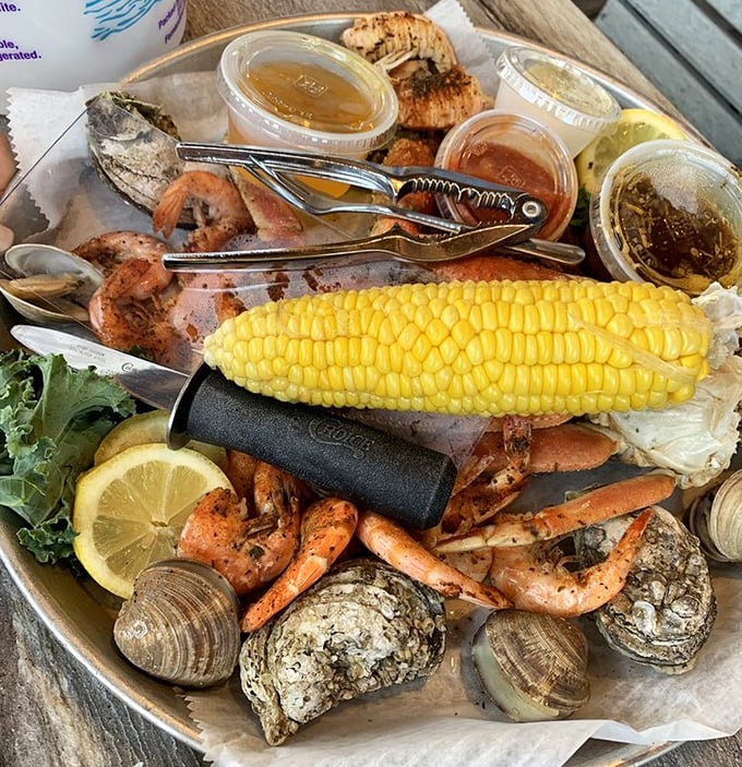 Interior shot of JB's showing the relaxed, authentic vibe that tells you immediately: this place prioritizes great food over fancy frills. Real restaurants have wooden beams.