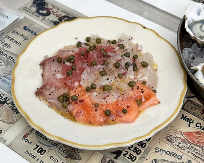 Raw fish gets the royal treatment with capers and onions &ndash; Sicily meets San Francisco in perfect harmony.