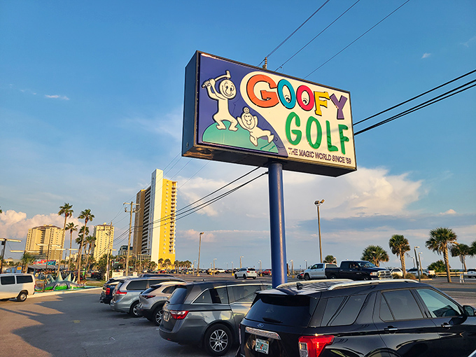 The vintage sign beckons from Front Beach Road, promising "The Most Wonderful Experience" and delivering Florida fun since the golden age of roadside attractions.
