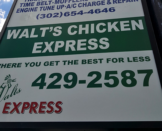 "Where you get the best for less"&mdash;a promise on the sign that Walt's delivers on with every crispy, juicy bite.