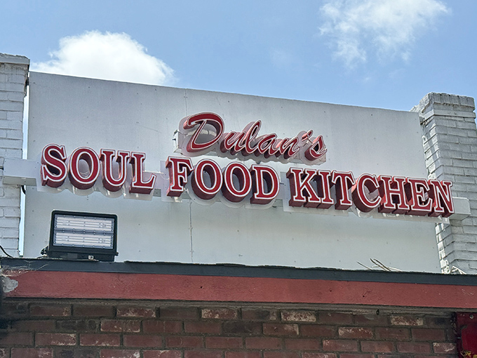 More than just a sign&mdash;it's a promise of authenticity. Those red letters spell out what generations of Angelenos already know: soul food royalty lives here.