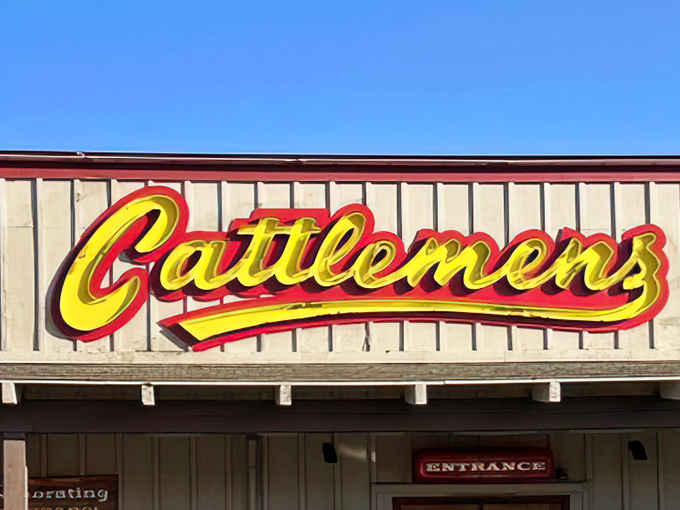 That signature yellow script against weathered wood&mdash;a sign that's guided generations of hungry Californians to steak salvation.