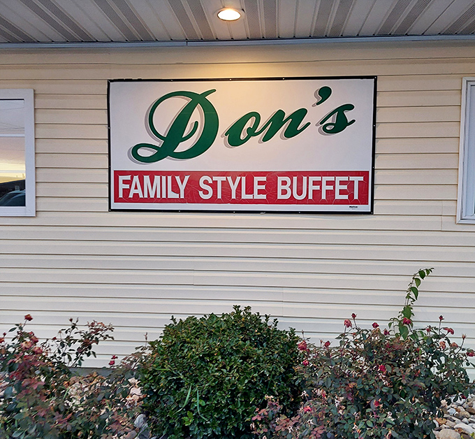 The simple signage promises exactly what it delivers: authentic family-style buffet dining at its finest.