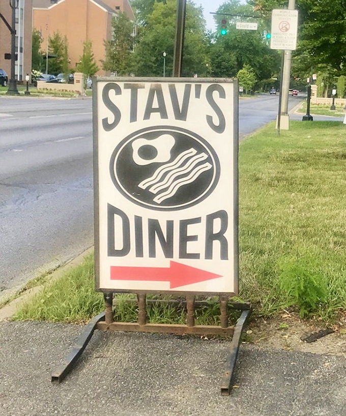 The roadside beacon guiding hungry travelers to their breakfast destiny. That egg-and-bacon logo speaks the universal language of "good food here."