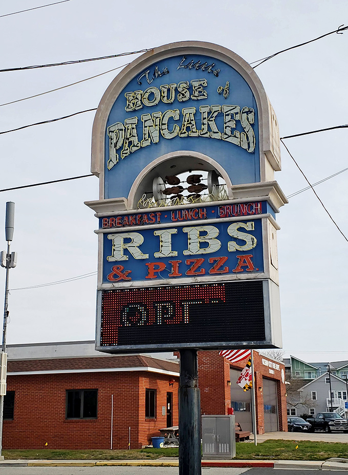Not just a sign&mdash;it's a promise of pancakes, with bonus offerings of ribs and pizza for those who somehow still have room.