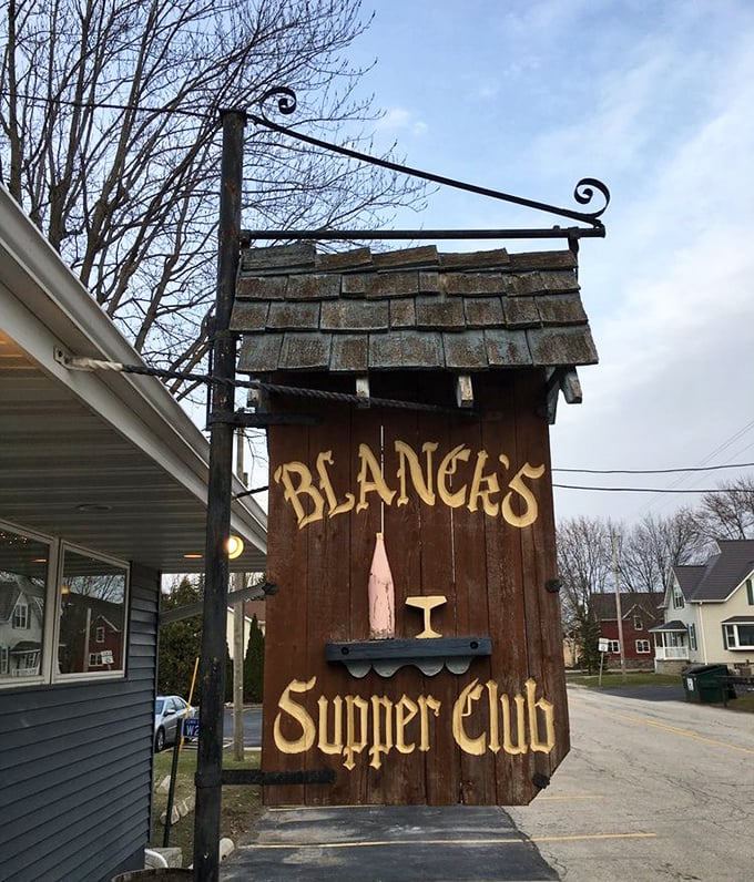 The rustic wooden sign has guided hungry travelers to Blanck's for generations &ndash; a beacon of hope for those seeking the true Wisconsin supper club experience.