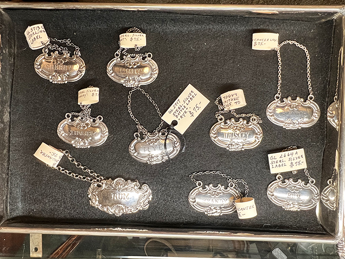 Not just silver labels&mdash;liquid legacies. These decanter tags once announced bourbon, whiskey, and gin at parties where Gatsby would have felt at home.