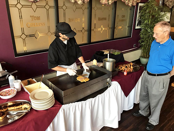 The tableside cooking station proves some performances deserve a standing ovation, especially when they end with something delicious on your plate.