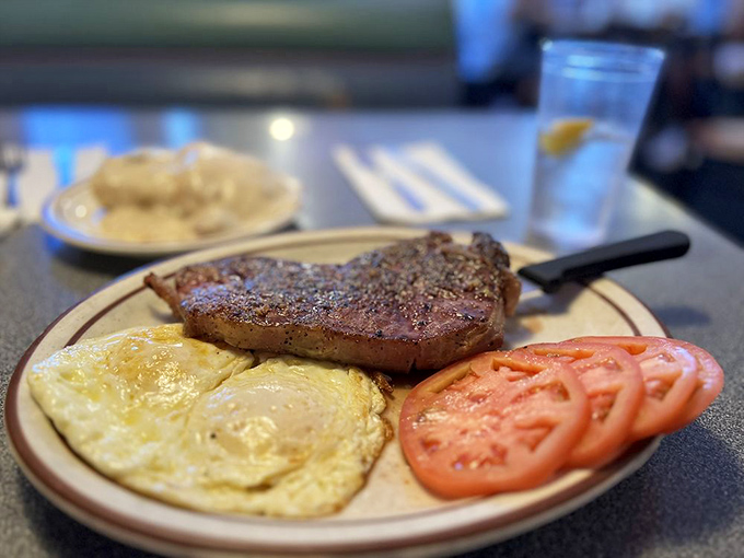 The steak and eggs: breakfast of champions, lunch of legends, and dinner for those who believe rules were made to be deliciously broken.