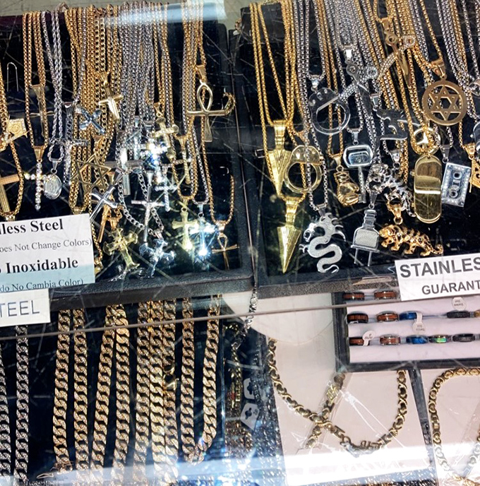 Stainless steel bling that promises not to turn your neck green&mdash;the perfect souvenir for those who prefer their luxury affordable and their necks unstained.