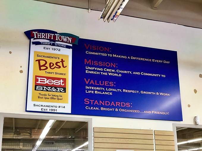 Mission statement that proves this place takes thrift shopping seriously &ndash; clean, organized, and genuinely friendly. 