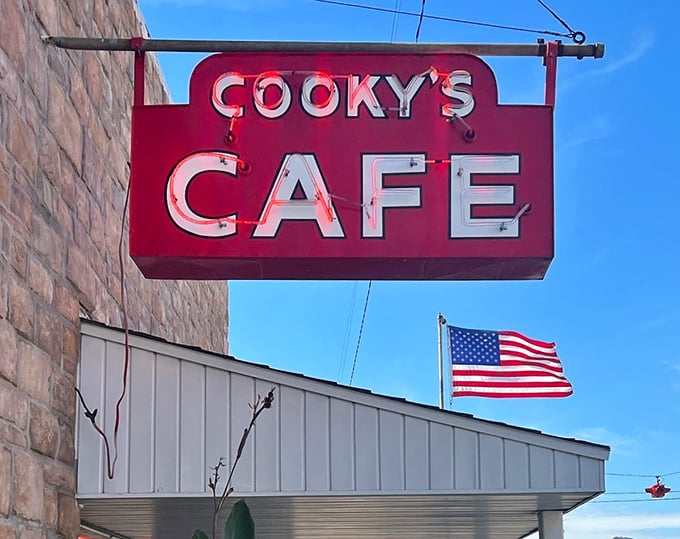 That classic red sign against the Missouri sky has guided generations of pie enthusiasts to what might be the state's sweetest destination.