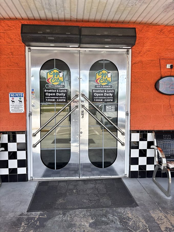 Those doors don't just lead to breakfast&mdash;they're a portal to a simpler time when diners ruled and eggs were king. Open daily for your time-traveling convenience.