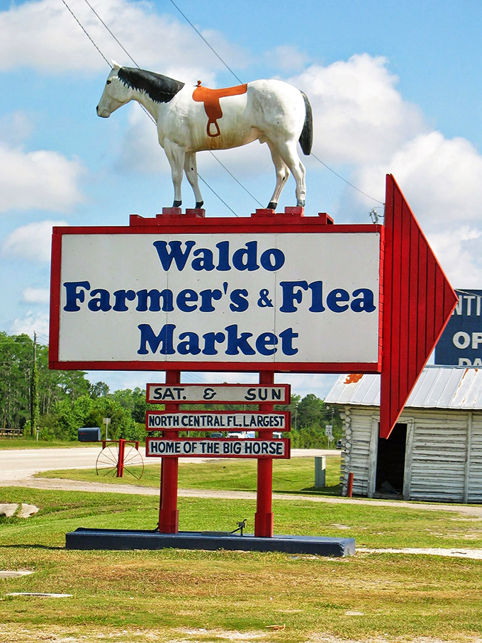 "Home of the Big Horse" isn't just a slogan &ndash; it's literal truth, as the white stallion stands eternal watch over bargain hunters below.