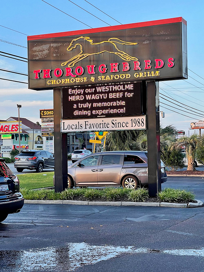 The sign that beckons locals and visitors alike to discover Myrtle Beach's carnivorous crown jewel.