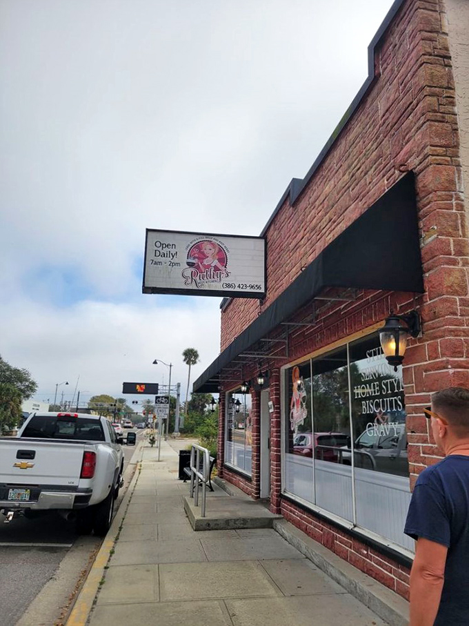 From this sidewalk view, you'd never guess the breakfast treasures hiding inside. The best Florida experiences rarely advertise themselves.
