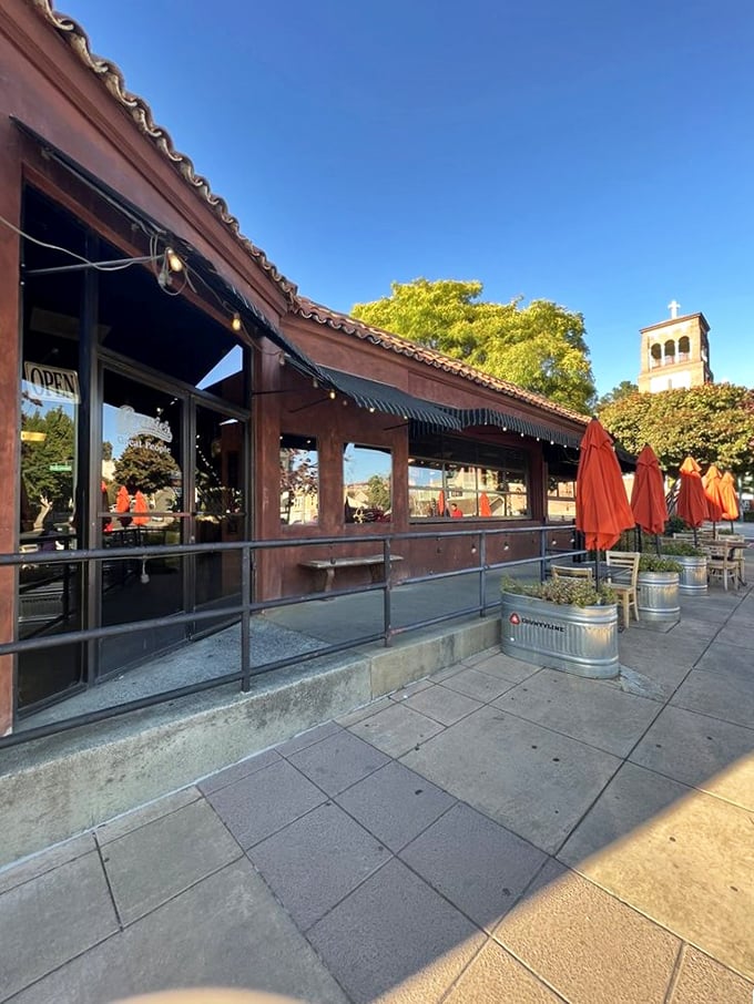 Outdoor seating for when you want your barbecue with a side of fresh air and people-watching opportunities.