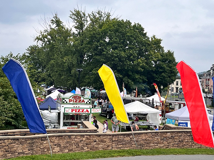The River Festival transforms Sunbury's waterfront into a celebration of local flavor, where colorful flags wave welcome to affordable fun.