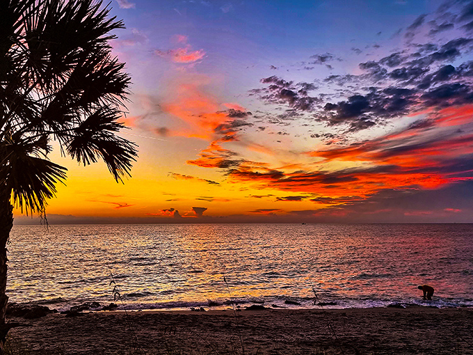 The grand finale of a perfect beach day—a sunset so spectacular it makes you wonder if the sky hired a Hollywood special effects team.